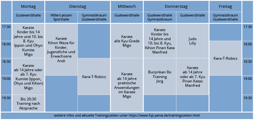 Trainingszeiten – Fuji-Yama Eckernförde
